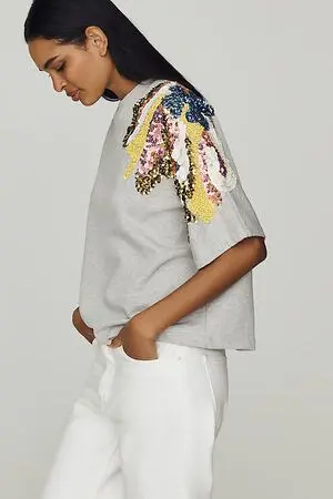 Essentiel Antwerp Embellished Short Sleeve Sweatshirt