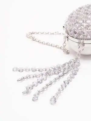 SELF-PORTRAIT Oval Crystal Embellished Clutch With Chain Strap