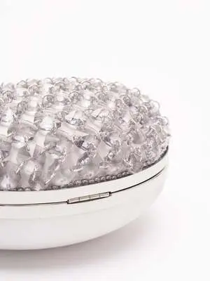 SELF-PORTRAIT Oval Crystal Embellished Clutch With Chain Strap