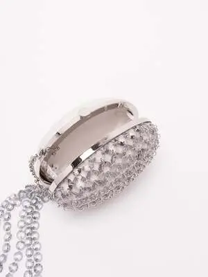 SELF-PORTRAIT Oval Crystal Embellished Clutch With Chain Strap