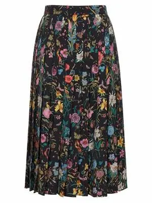 Gucci Floral Pleated Silk Skirt - Multicolor