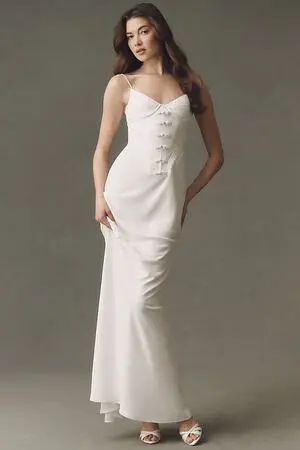 SAU LEE Neyla Chiffon Maxi Dress - Ivory