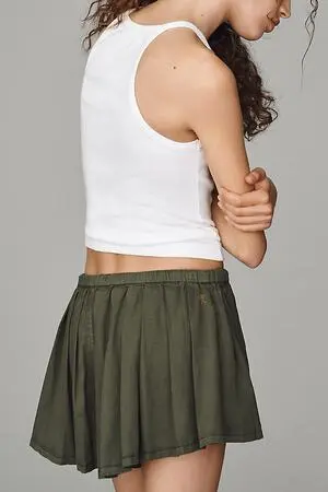 PILCRO Len Cotton Pleated Shorts