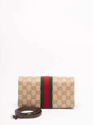 Gucci Monogrammed Canvas Pouch With Web Stripe - Multicolor