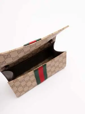 Gucci Monogrammed Canvas Pouch With Web Stripe - Multicolor