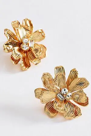 Baublebar Zahra Gold Flower Earrgs - Clear