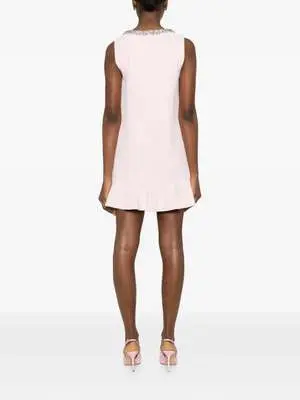 SELF-PORTRAIT Crepe Mini Dress With Embellished Neckline And Bow Detail