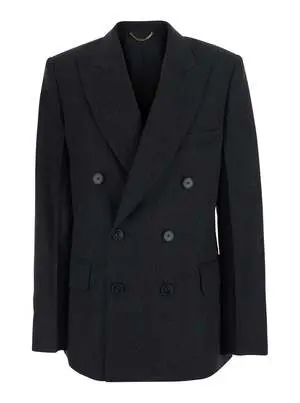 Victoria Beckham Beatrice Jacket With Notched Lapel Collar In Grey Wool - Multicolor