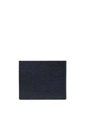 FERRAGAMO Wallet With Metallic Front Logo In Blue Leather For