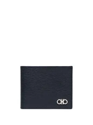FERRAGAMO Wallet With Metallic Front Logo In Blue Leather For - Multicolor