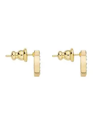 FERRAGAMO Gold-tone Brass Gancini Earrings With Rhinestone Embellishments - Silver
