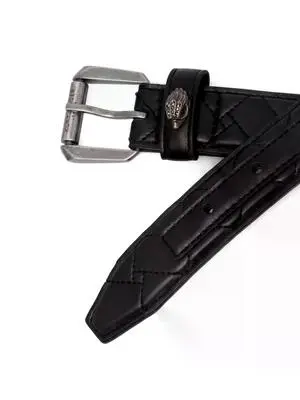 Kurt Geiger Quilted Logo Buckle Belt - Black