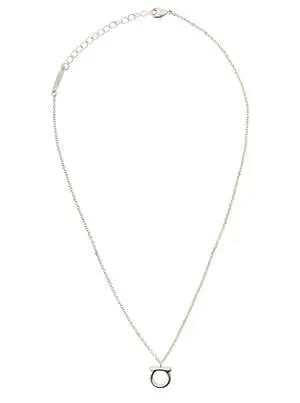FERRAGAMO Gancini Charm Necklace In Brass - Silver