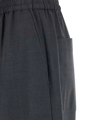 Brunello Cucinelli Stretch Wool Blend Relaxed Fit Trousers - Multicolor