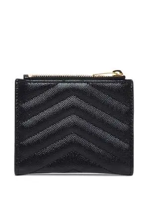 Saint Laurent Wallet 'chevron' With Metal Logo In Black Leather For - Multicolor