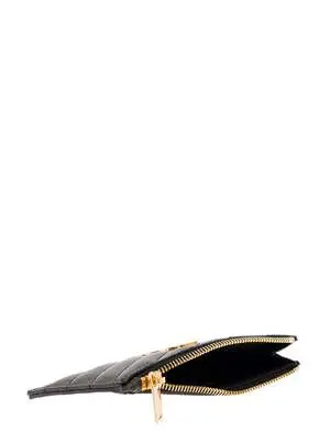 Saint Laurent Card Holder 'cassandre' With Zip And Crocodile-embossed Leather Logo Black - Multicolor