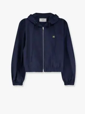Celine Zip-up Hooded Jacket With Triomphe Embroidery - Multicolor