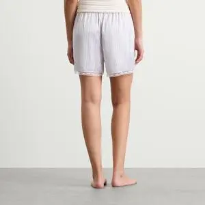 SKIMS Woven Shine Boxer Shorts With Lace Trim