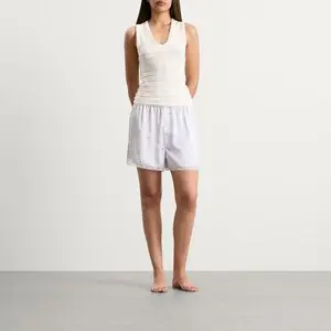 SKIMS Woven Shine Boxer Shorts With Lace Trim