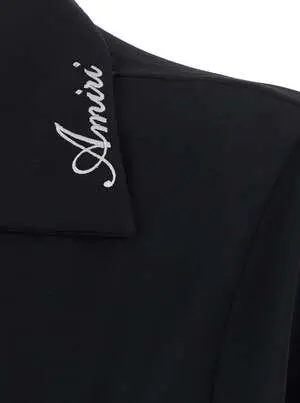 Amiri Black Shirt With Notched Collar With Logo Lettering Embroidery In Tech Fabric For - Multicolor