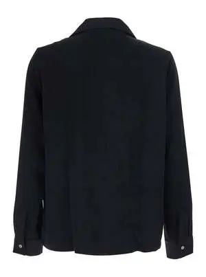 Amiri Black Shirt With Notched Collar With Logo Lettering Embroidery In Tech Fabric For
