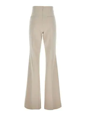 Sportmax Beige Flared Tech Fabric Stretch Pants - Multicolor