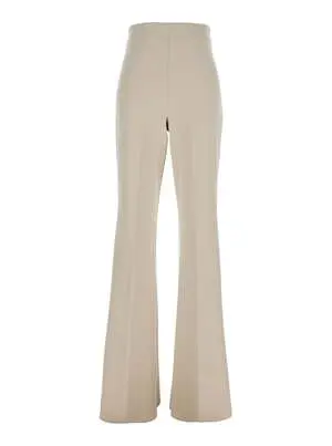 Sportmax Beige Flared Tech Fabric Stretch Pants