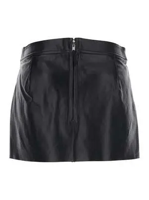 Rick Owens Black Leather Miniskirt With Front Cut-out - Multicolor