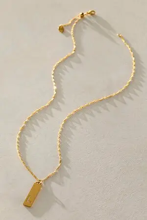 BRENDA GRANDS Personalized Tag Necklace With Cubic Zirconia - L