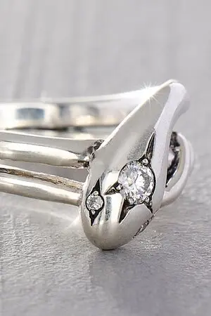 Free People Sterling Snake Ring With Diamonds