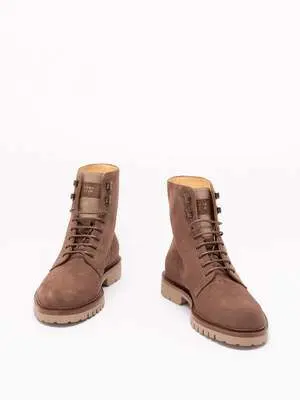 Brunello Cucinelli Lace Up Calf Leather Boots - Multicolor
