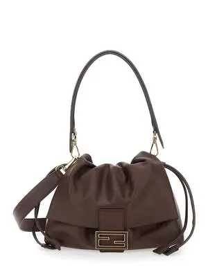 Fendi Mamma Baguette Medium' Shoulder Bag With Ff Closure On The Front In Leather - Brown