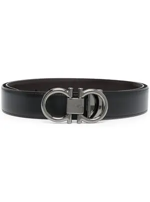 FERRAGAMO Gancini Buckle Reversible Belt - Black