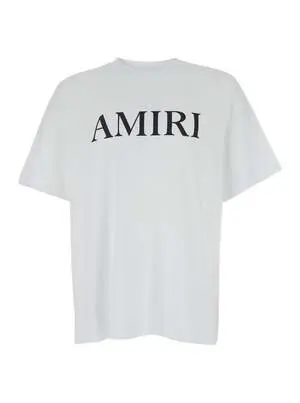 Amiri Crew Neck T-shirt With Logo Lettering Print In Cotton For - Multicolor