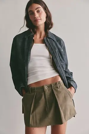 Free People Riverfront Surplus Mini Skirt Beech Leaves