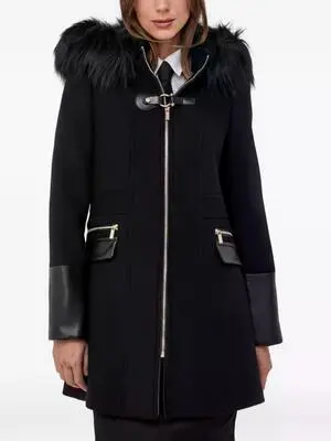 MORGAN Faux Fur-trimmed Coat - Black