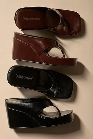 Jeffrey Campbell Gabriela Thong Wedges - Brown