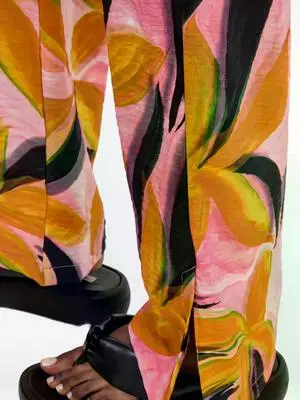 Desigual Floral Print Split Hem Trousers