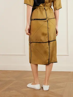 Calvin Klein Hallie Patchwork Silk Twill Wrap Midi Skirt