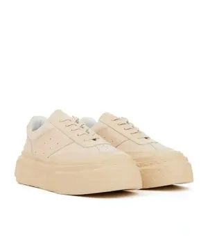 MAISON MARGIELA Lace-up Sneakers With Numeric Motif - Beige