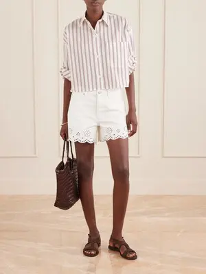 FRAME Broderie Anglaise Denim Shorts