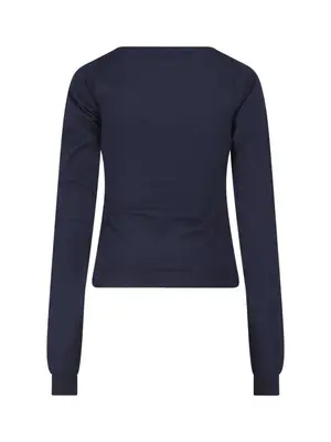 Miu Miu Logo Intarsia Knitted Jumper - Navy Blue