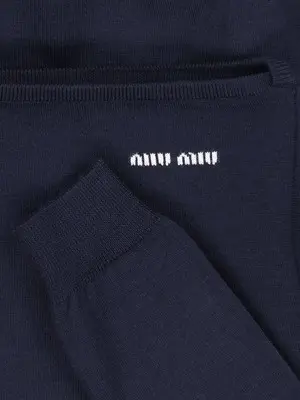 Miu Miu Logo Intarsia Knitted Jumper - Navy Blue