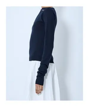 Miu Miu Logo Intarsia Knitted Jumper - Navy Blue