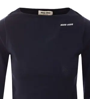 Miu Miu Logo Intarsia Knitted Jumper - Navy Blue