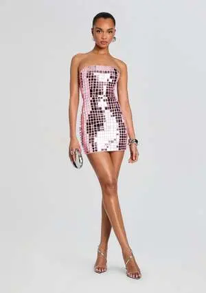 Retrofete Kaleido Strapless Embellished Mini Dress - Rosa