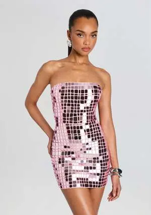 Retrofete Kaleido Strapless Embellished Mini Dress - Rosa
