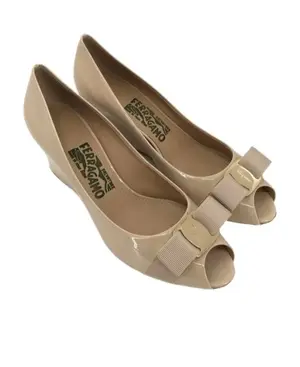 FERRAGAMO Open-toe Heels With Logo Detail - Brown