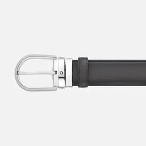 Montblanc Horseshoe Buckle Leather Belt - Grey