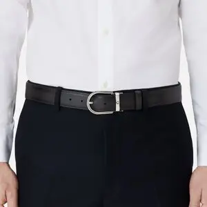 Montblanc Horseshoe Buckle Leather Belt - Grey